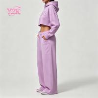 China Custom Women's Cropped Graphic Hoodie Baggy Sweatpants Set for sale