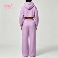 China Custom Women's Cropped Graphic Hoodie Baggy Sweatpants Set for sale
