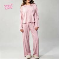 China Custom Women's Pointelle Knit Top Wide Leg Lounge Pants Set for sale