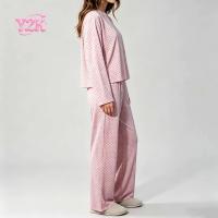 China Custom Women's Pointelle Knit Top Wide Leg Lounge Pants Set for sale