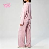 China Custom Women's Pointelle Knit Top Wide Leg Lounge Pants Set for sale