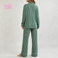 China Custom Women's Striped Button Shirt Wide Leg Pajama Set for sale