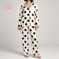 China Custom Women's Polka Dot Button Shirt Wide Leg Pajama Set for sale
