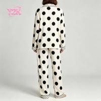 China Custom Women's Polka Dot Button Shirt Wide Leg Pajama Set for sale