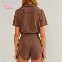 China Custom Women's Terry Cloth Shirt & Tank & Shorts 3pc Lounge Set for sale