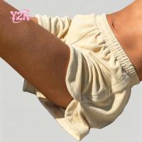 China Custom Women's Terry Cloth High Waisted Casual Beach Shorts for sale