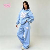 China Custom Graphic Print Oversized Hoodie & Wide Leg Sweatpants Set for sale