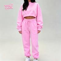 China Custom Pink Crewneck Sweatshirt & Joggers Loungewear Set for sale