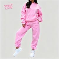 China Custom Pink Crewneck Sweatshirt & Joggers Loungewear Set for sale
