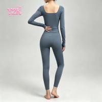China Custom Women's Square Neck Crop Top Leggings Two Piece Set for sale