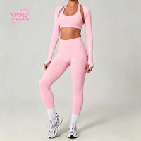 China Custom Women's Shrug Sports Bra Leggings Three Piece Yoga Set for sale