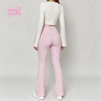 China Custom Women's Wrap Crop Top Flare Pants Three Piece Set for sale