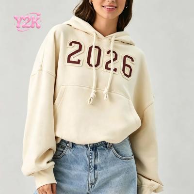 China Custom Women's Oversized Applique Pullover Fleece Hoodie for sale