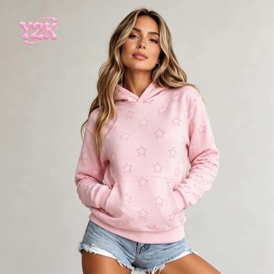 China Custom Women's Bow Print Pullover Fleece Hoodie Sweatshirt for sale