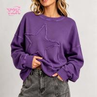 China Custom Women's Floral Applique Oversized Washed Sweatshirt for sale