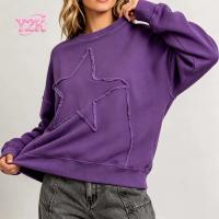 China Custom Women's Floral Applique Oversized Washed Sweatshirt for sale