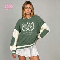 China Custom Women's Tennis Graphic Contrast Sleeve Sweatshirt for sale