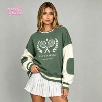 China Custom Women's Tennis Graphic Contrast Sleeve Sweatshirt for sale