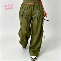 China Custom Women's Lace Up Detail Wide Leg Sweatpants Joggers for sale