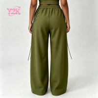 China Custom Women's Lace Up Detail Wide Leg Sweatpants Joggers for sale