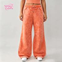China Custom Women's Acid Wash Wide Leg Sweatpants Back Pocket Design for sale