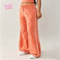 China Custom Women's Acid Wash Wide Leg Sweatpants Back Pocket Design for sale