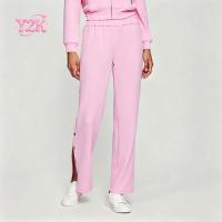 China Custom Women's Side Snap Button Wide Leg Sweatpants Joggers for sale