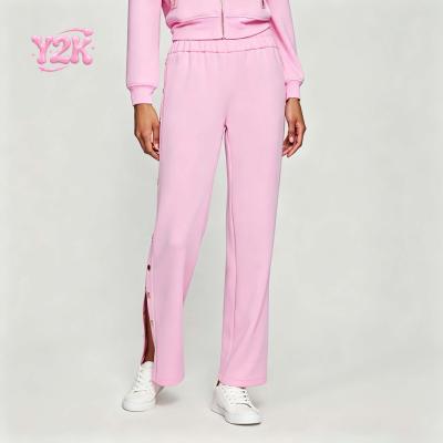 China Custom Women's Side Snap Button Wide Leg Sweatpants Joggers for sale