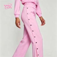 China Custom Women's Side Snap Button Wide Leg Sweatpants Joggers for sale