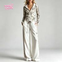 China Custom Women's Camouflage Zip Hoodie Wide Leg Pants Set for sale