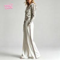 China Custom Women's Camouflage Zip Hoodie Wide Leg Pants Set for sale