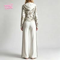 China Custom Women's Camouflage Zip Hoodie Wide Leg Pants Set for sale