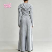 China Custom Women's Cropped Zip Hoodie Pleated Wide Leg Pants Set for sale