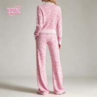 China Custom Women's Leopard Print Cardigan Wide Leg Pants Set for sale