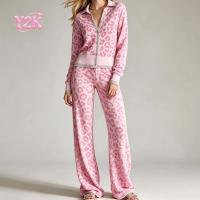 China Custom Women's Leopard Print Cardigan Wide Leg Pants Set for sale