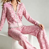 China Custom Women's Leopard Print Cardigan Wide Leg Pants Set for sale