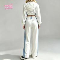 China Custom Women's Color Block Cropped Jacket Wide Leg Pants Set for sale