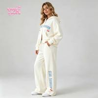 China Custom Women's Graphic Zip Hoodie Wide Leg Sweatpants Set for sale