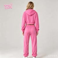 China Custom Women's Sequin Trim Cropped Hoodie Jogger Pants Set for sale