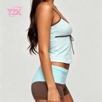 China Custom Women's Polka Dot Tie Front Cami Tank Top for sale