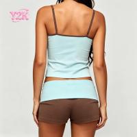 China Custom Women's Polka Dot Tie Front Cami Tank Top for sale