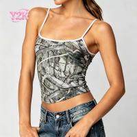 China Custom Women's Camo Print Mesh Cami Crop Top for sale