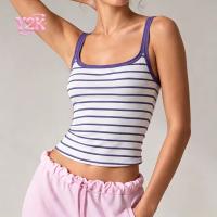 China Custom Women's Striped Contrast Trim Cami Tank Top for sale
