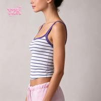 China Custom Women's Striped Contrast Trim Cami Tank Top for sale