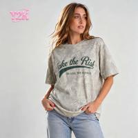 China Custom Women's Camo Puff Print Oversized T Shirt for sale