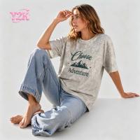 China Custom Women's Camo Puff Print Oversized T Shirt for sale