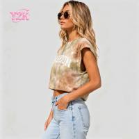 China Custom Women's Camo Graphic Cropped Muscle T Shirt for sale