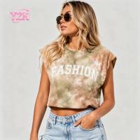 China Custom Women's Camo Graphic Cropped Muscle T Shirt for sale