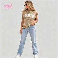 China Custom Women's Camo Graphic Cropped Muscle T Shirt for sale
