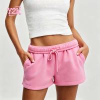China Custom Women's Curved Hem Fleece Drawstring Shorts for sale